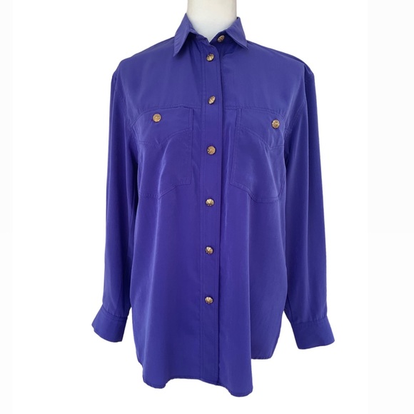 Howard Wolf | Tops | Vintage Howard Wolf Purple Blouse With Gold ...